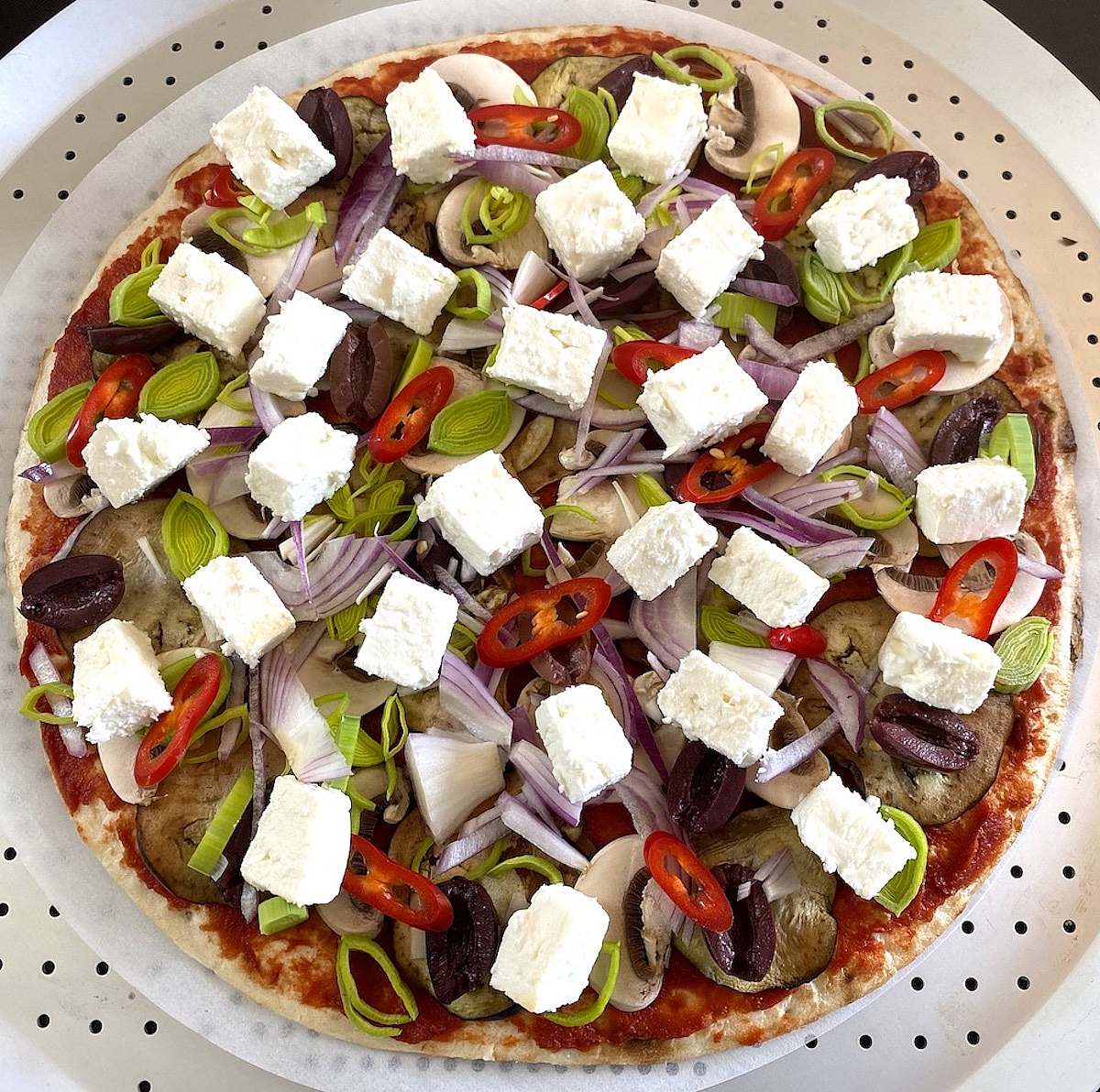 Mediterranean Pizza With Eggplants And Leeks - Delicious Eclectica